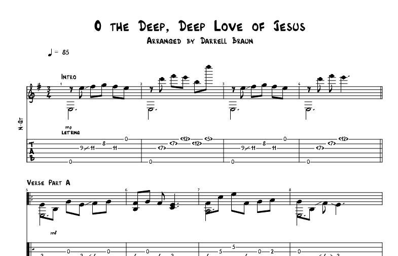 O The Deep Deep Love Of Jesus Acoustic Guitar Sheet Music Etsy