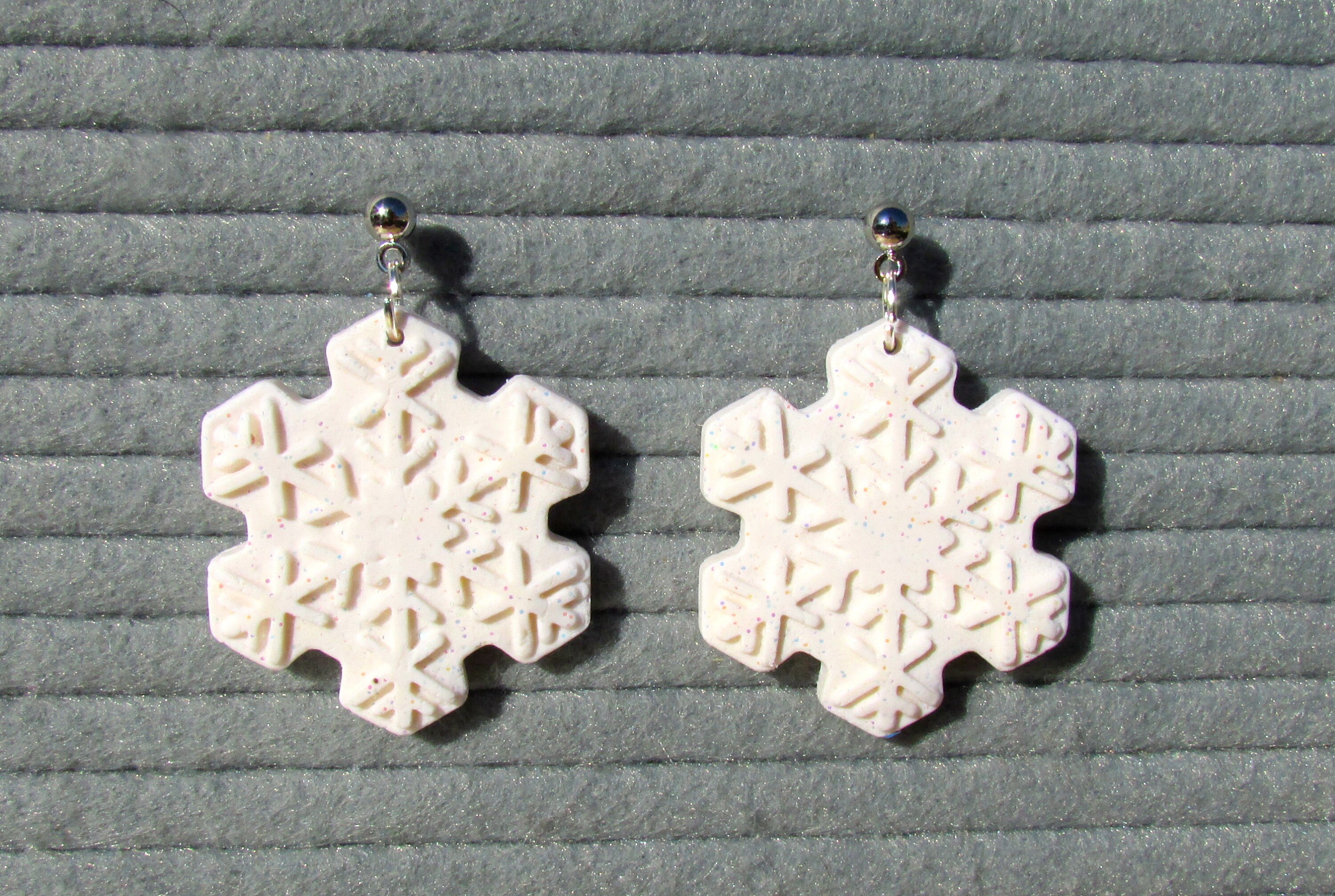 Snowflake Polymer Clay Earrings - Etsy