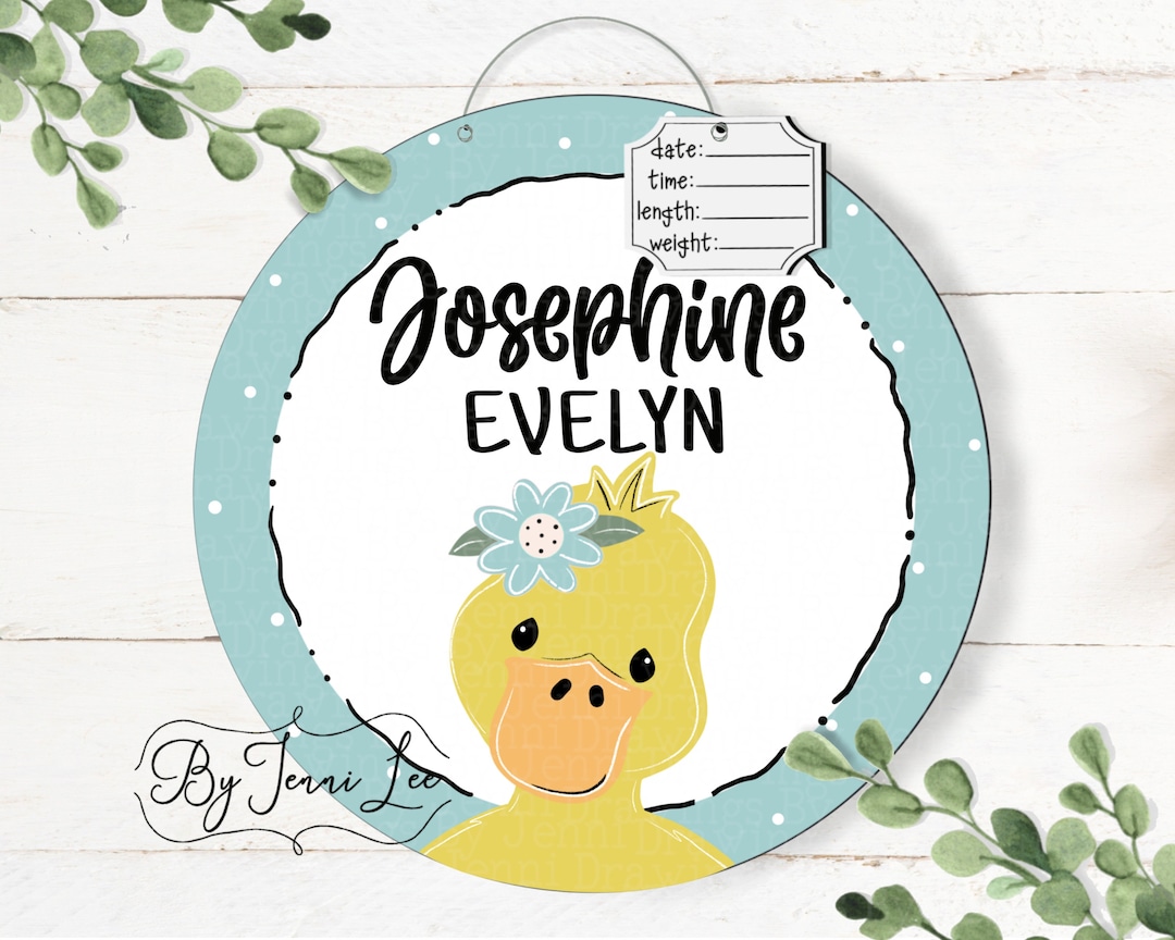 Duck Baby Door Hanger, Hospital Door Sign, Baby Girl Duck Birth ...