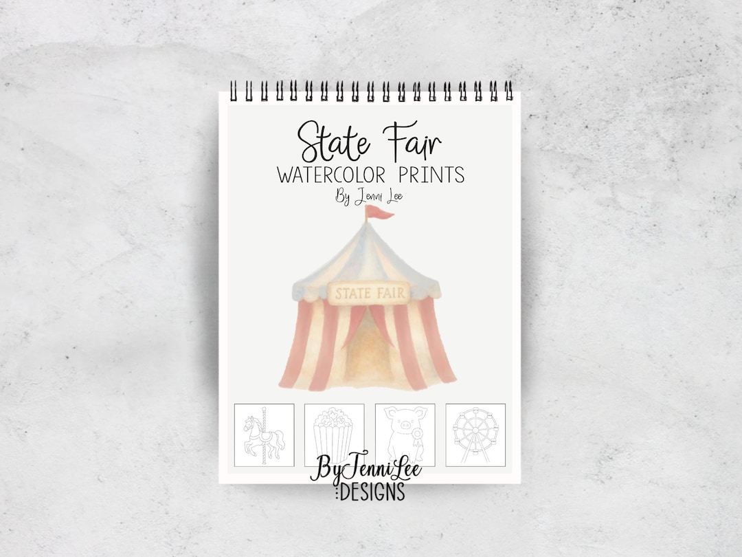 State Fair Watercolor Coloring Book Prints, 12 Ready to Paint ...