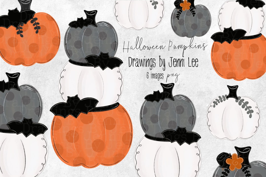 Stacked Pumpkins Clipart, Hand Drawn Clipart, Commercial Use Clipart - Etsy