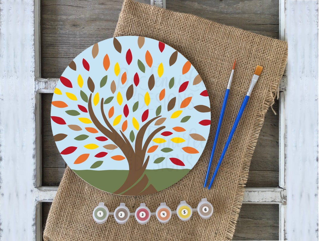 Paint by Number Fall Tree Wood Kit - Etsy