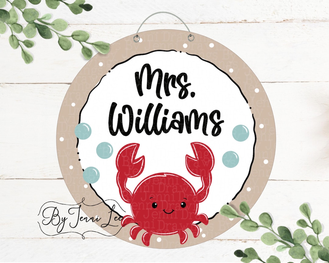 Teacher Door Sign, Ocean Crab Door Hanger, Back to School Door Sign ...
