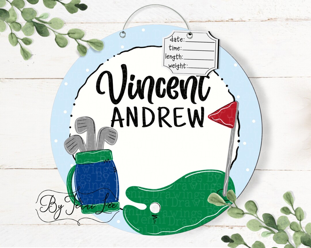 Golf Hospital Birth Announcement Door Hanger, Golf Nursery Sign, Birth ...