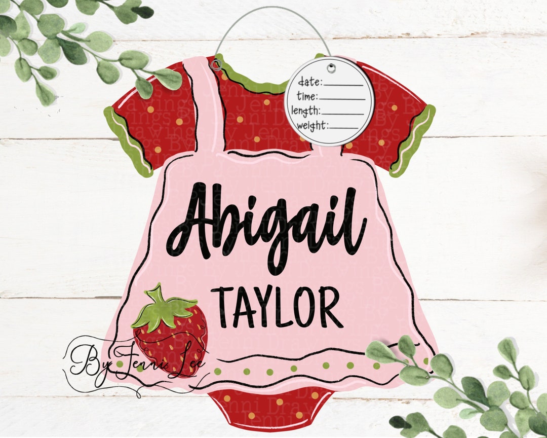 Strawberry Dress Hospital Birth Announcement Door Hanger, Strawberry ...