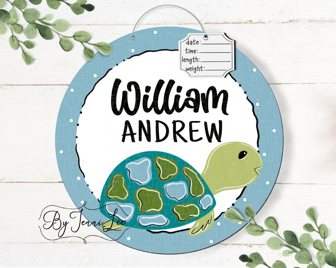 Turtle Hospital Birth Announcement Door Hanger, Sea Turtle Nursery Sign ...