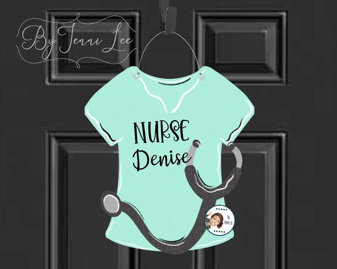 Nurse Scrubs Door Hanger, Nurse Gift, School Nurse Wreath Sign, New ...
