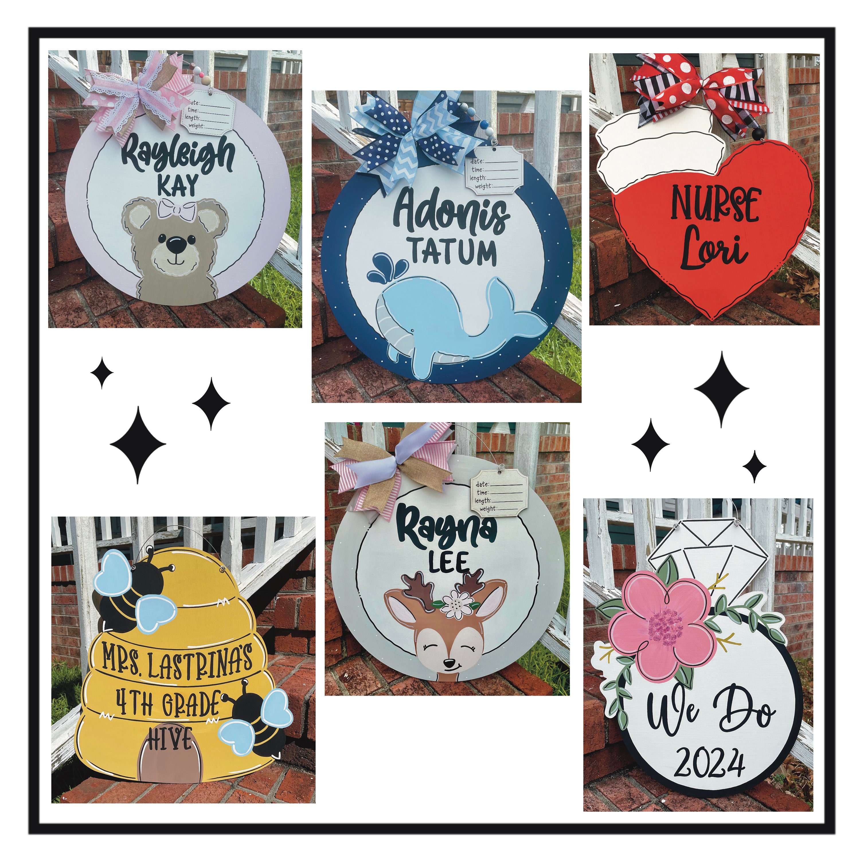 Baby Girl Highland Cow Hospital Birth Announcement Door Hanger, Cow ...