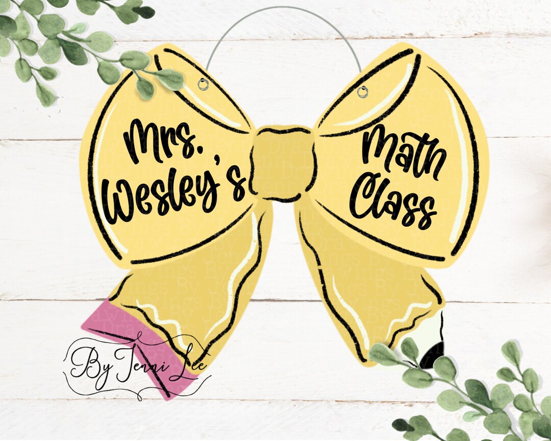 Pencil Bow Sign, Teacher Sign - Etsy