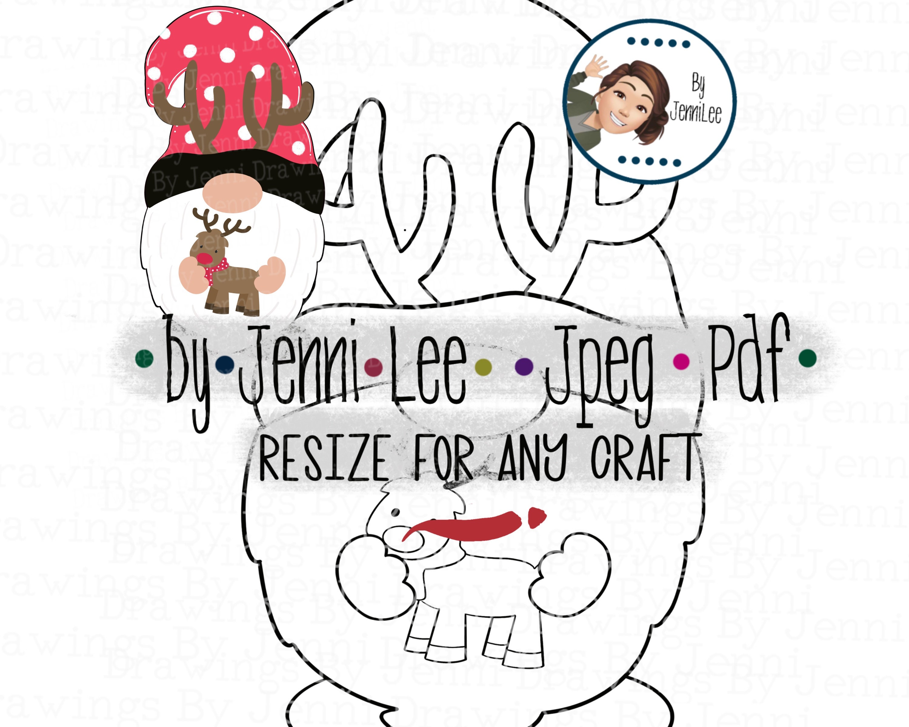 Reindeer Gnome Door Hanger Template Reindeer Gnome Door - Etsy