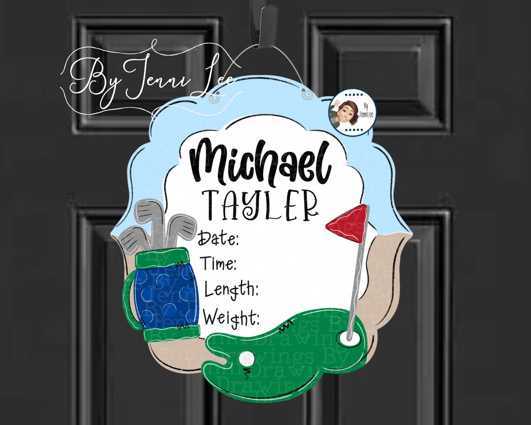 Golf Hospital Birth Announcement Door Hanger, Golf Nursery Sign, Birth ...