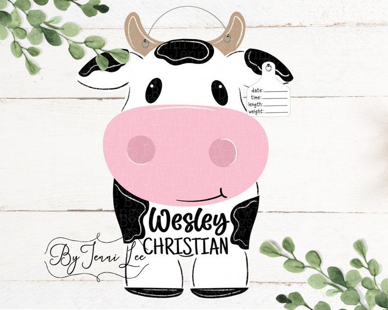 Baby Cow Hospital Birth Announcement Door Hanger, Cow Nursery Sign ...