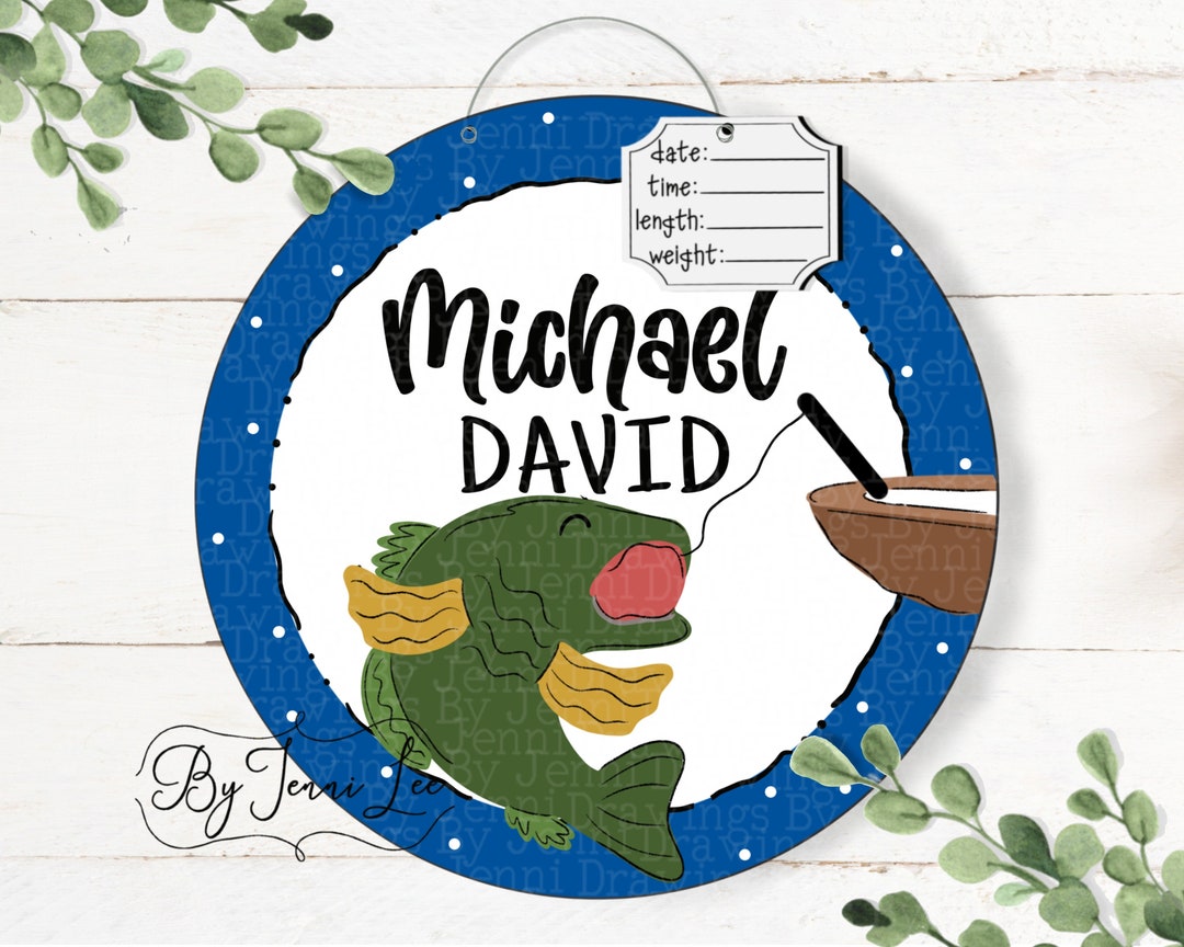 Fishing Hospital Birth Announcement Door Hanger, Bass Fish Nursery Sign ...