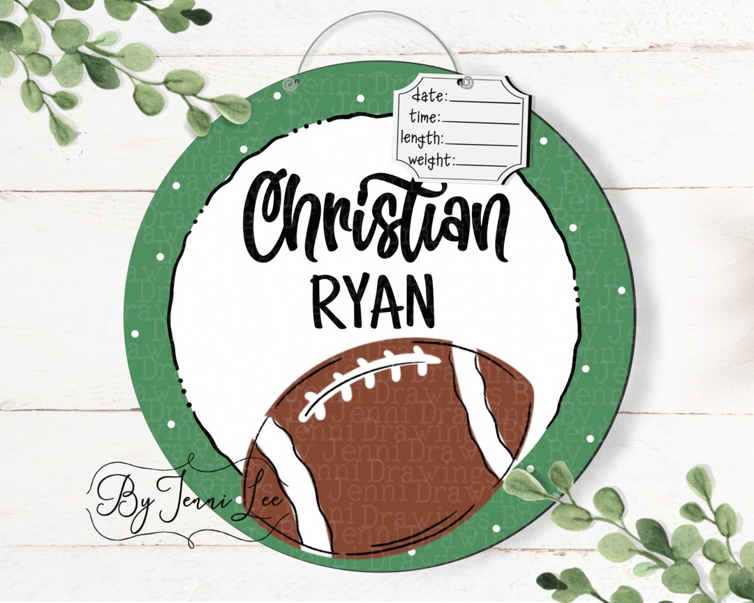 Football Team Hospital Birth Announcement Door Hanger, Football Nursery ...