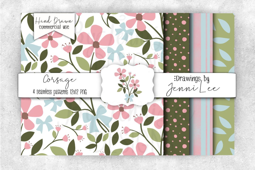 Spring Corsage Seamless Pattern, Commercial Use Digital Paper - Etsy