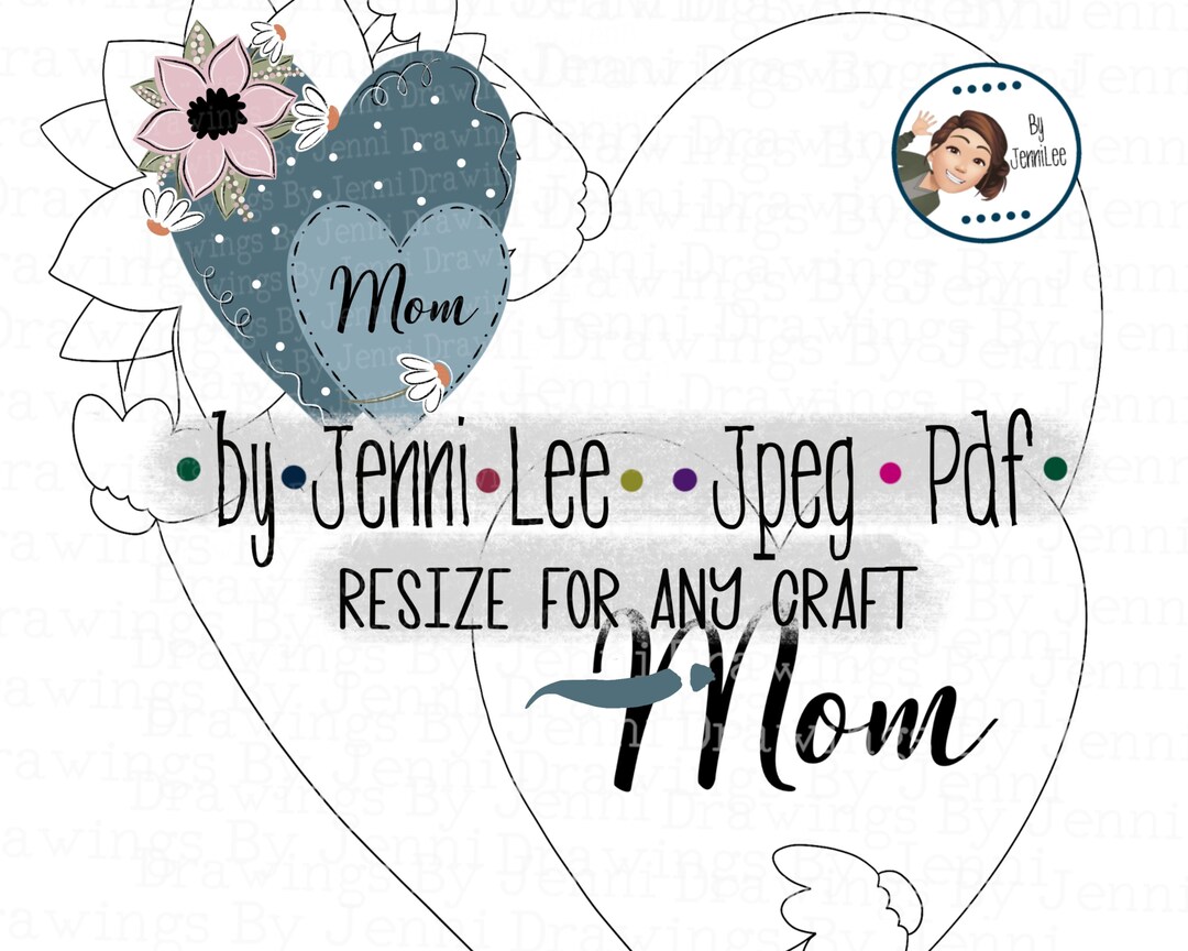 Mothers Day Heart Door Hanger Template Tracer, Spring Flowers Door ...