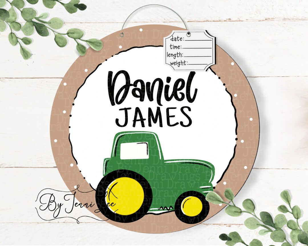 Tractor Hospital Birth Announcement Door Hanger, Farm Nursery Sign ...
