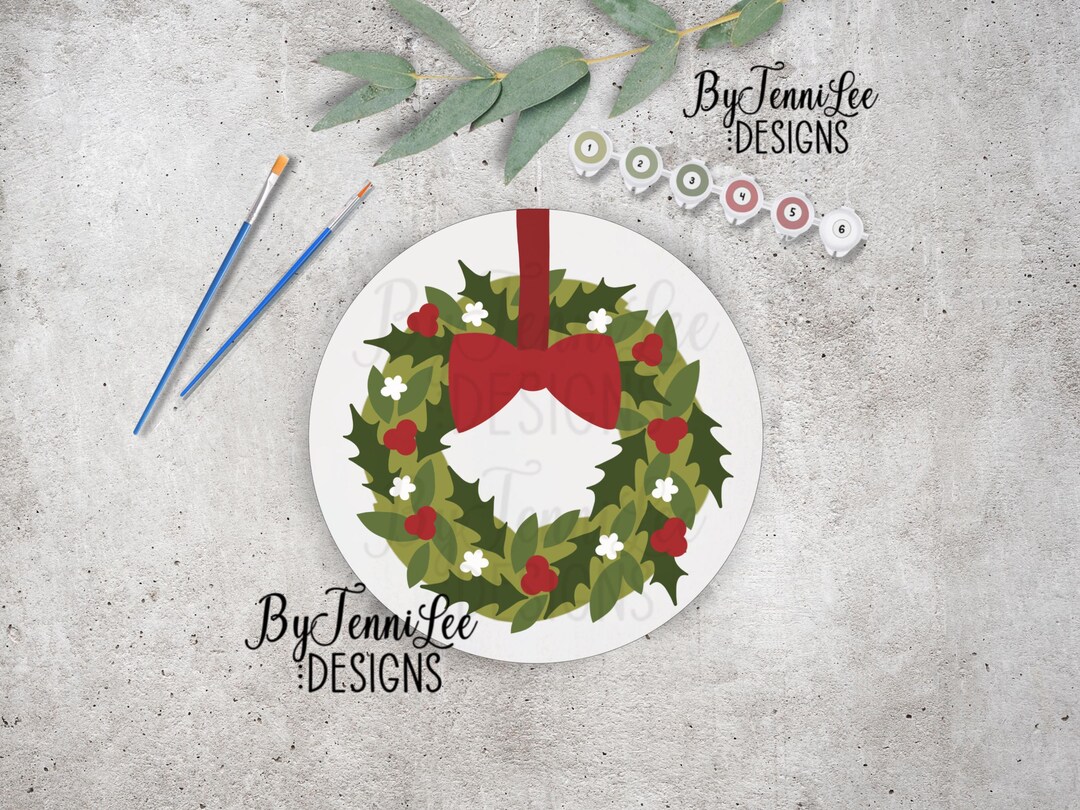 Paint by Number Christmas Wreath Wood Kit - Etsy