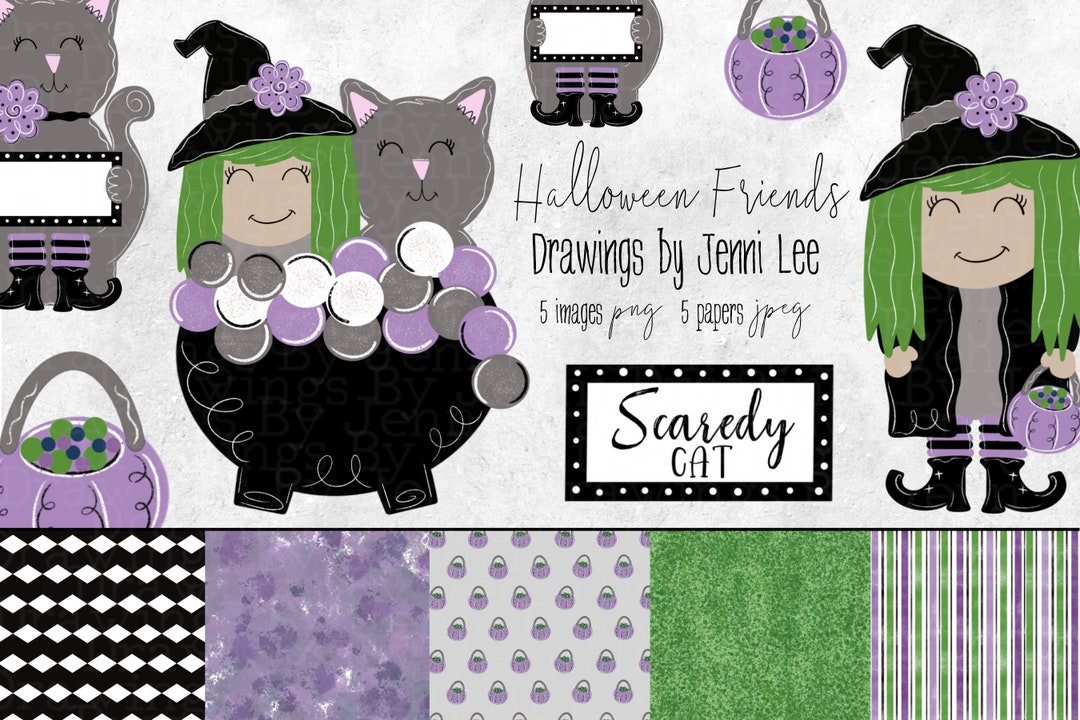 Halloween Friends Clipart, Hand Drawn Clipart, Commercial Use Clipart ...