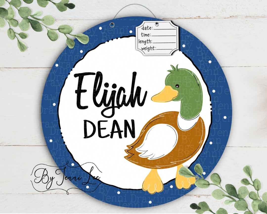 Baby Duck Hospital Birth Announcement Door Hanger, Duck Nursery Sign ...