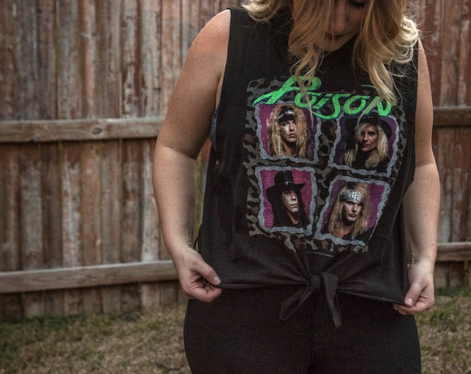 Distressed Tied Cut Crop Top Poison World Tour Shirt - Etsy