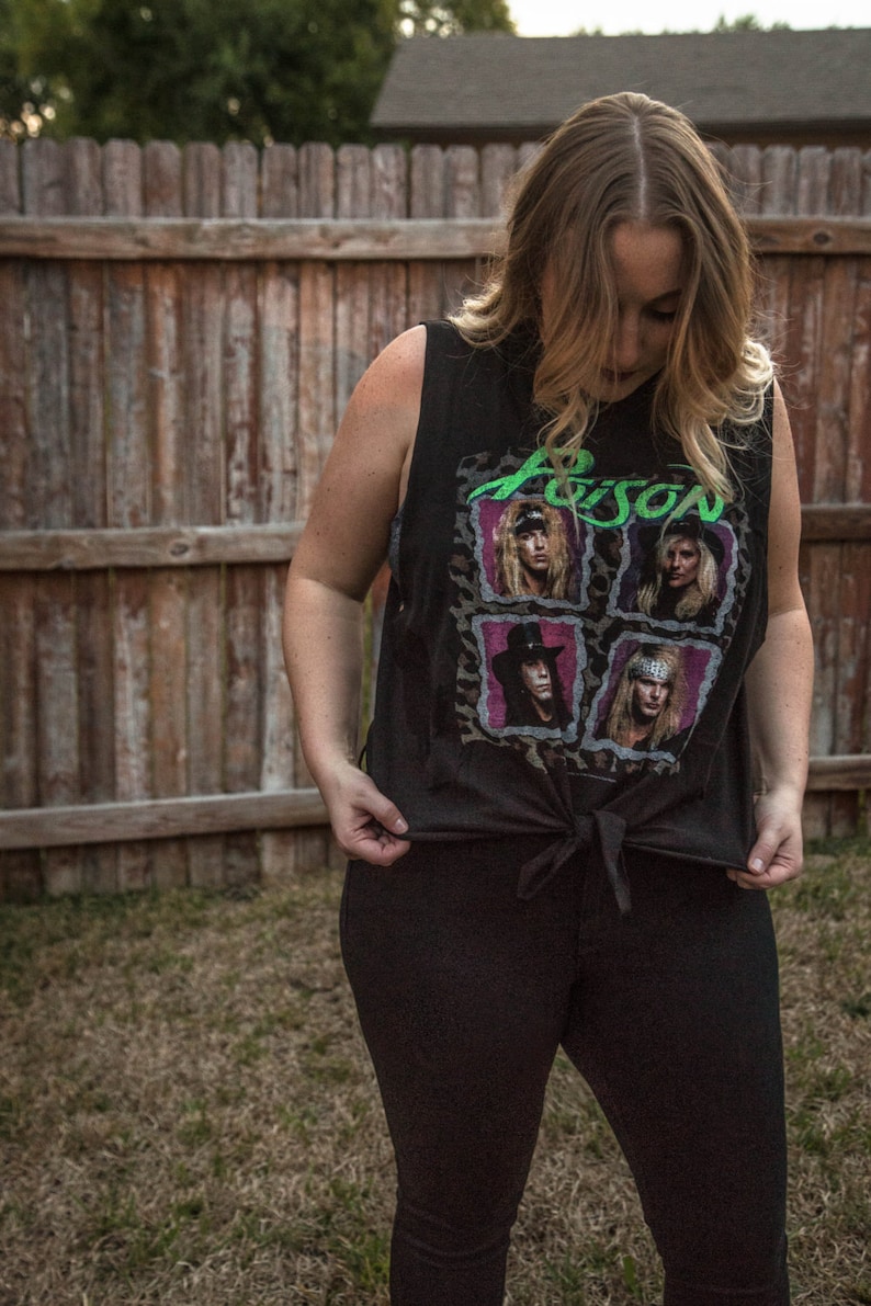 Distressed Tied Cut Crop Top Poison World Tour Shirt - Etsy