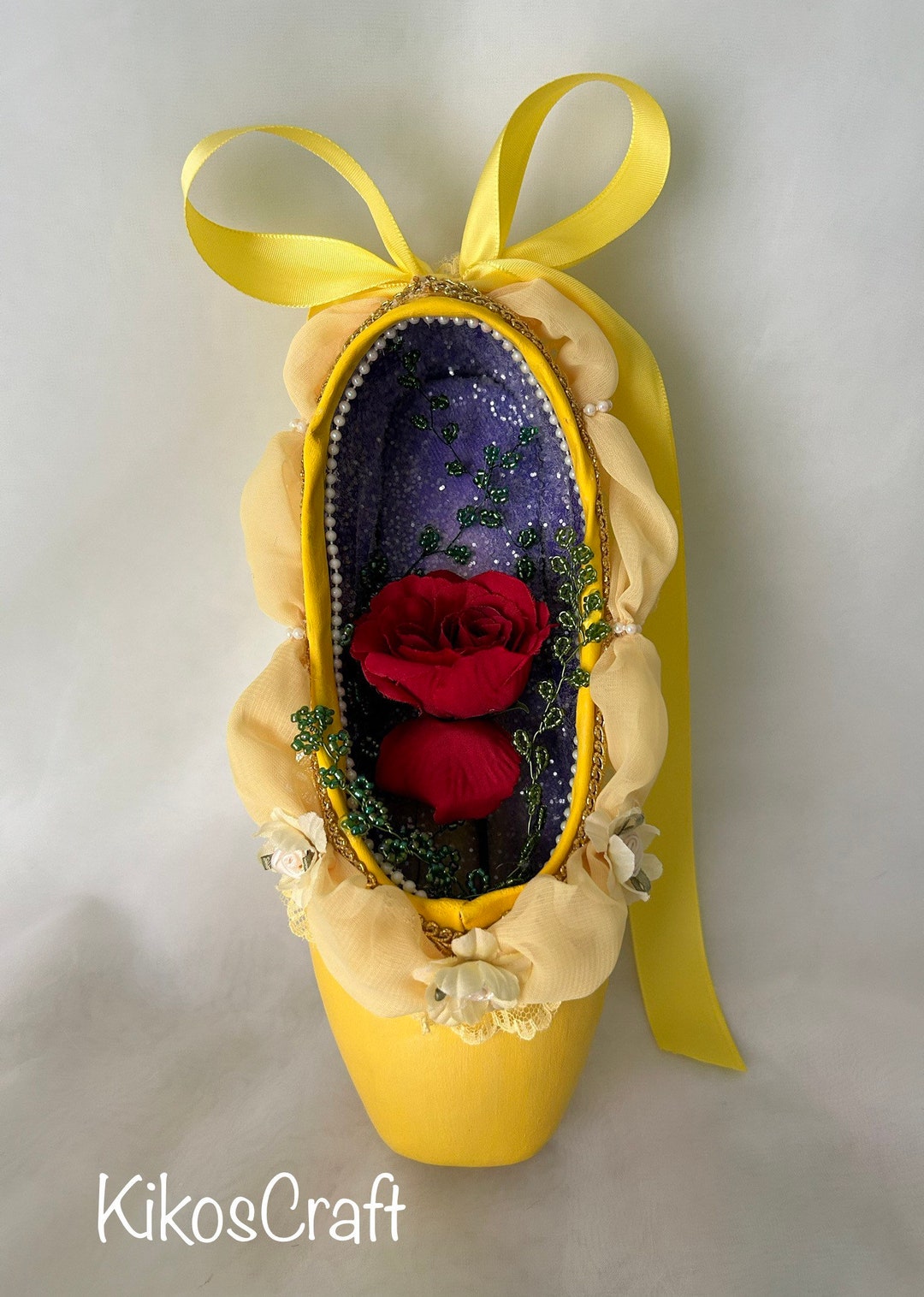 Decorated Pointe Shoe: Beauty and the Beast, Belle, Princess, Yellow ...