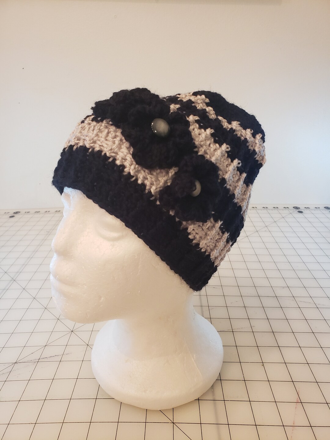 Cute as a Button Hats – HAND-CROCHETED BEANIE Hats With Flowers - Etsy UK