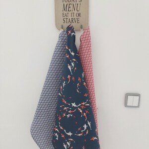 Tea Towel Japan, Koi Kitchen Towel, Waves Tea Towel, Asian Kitchen ...