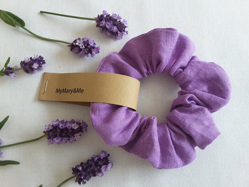 Scrunchie Natural Linen Lavender Colours - Etsy
