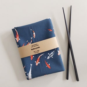 Tea Towel Japan, Koi Kitchen Towel, Waves Tea Towel, Asian Kitchen ...