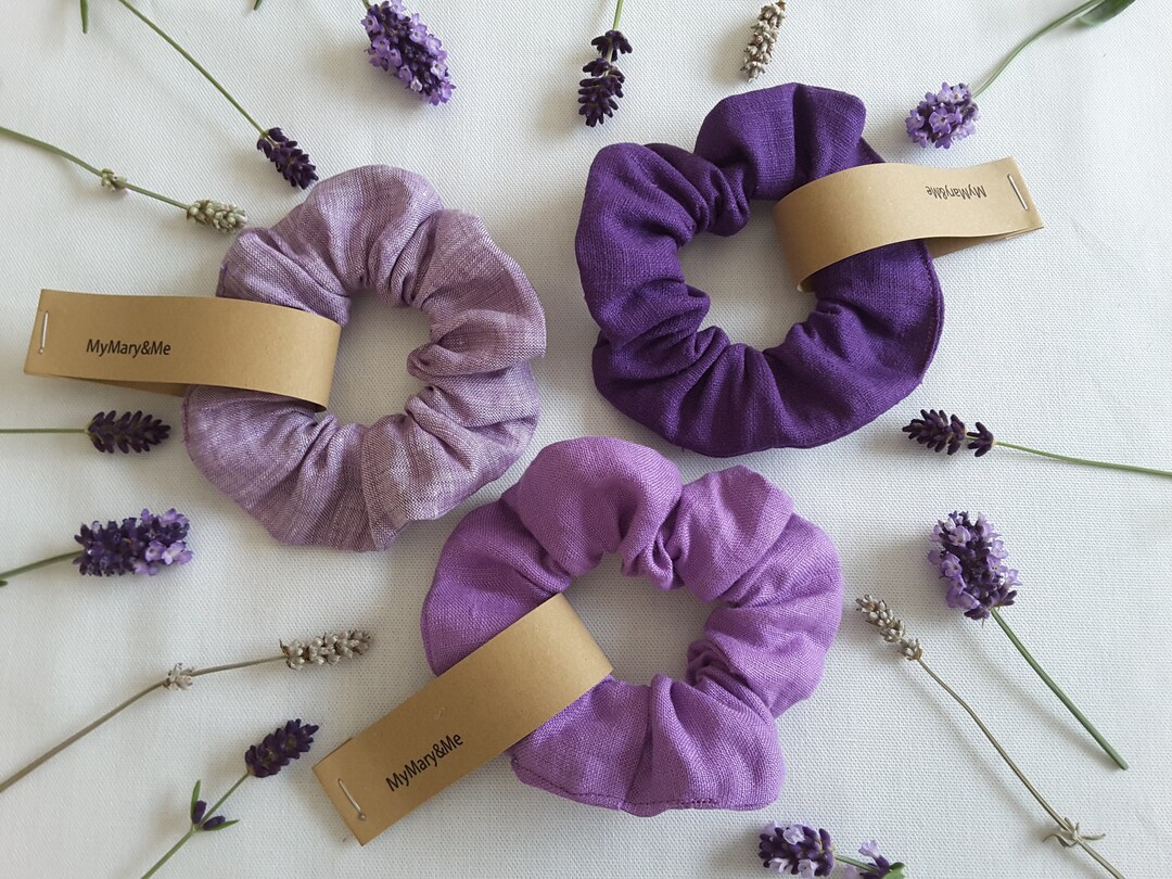 Scrunchie Natural Linen, Lavender Colours - Etsy