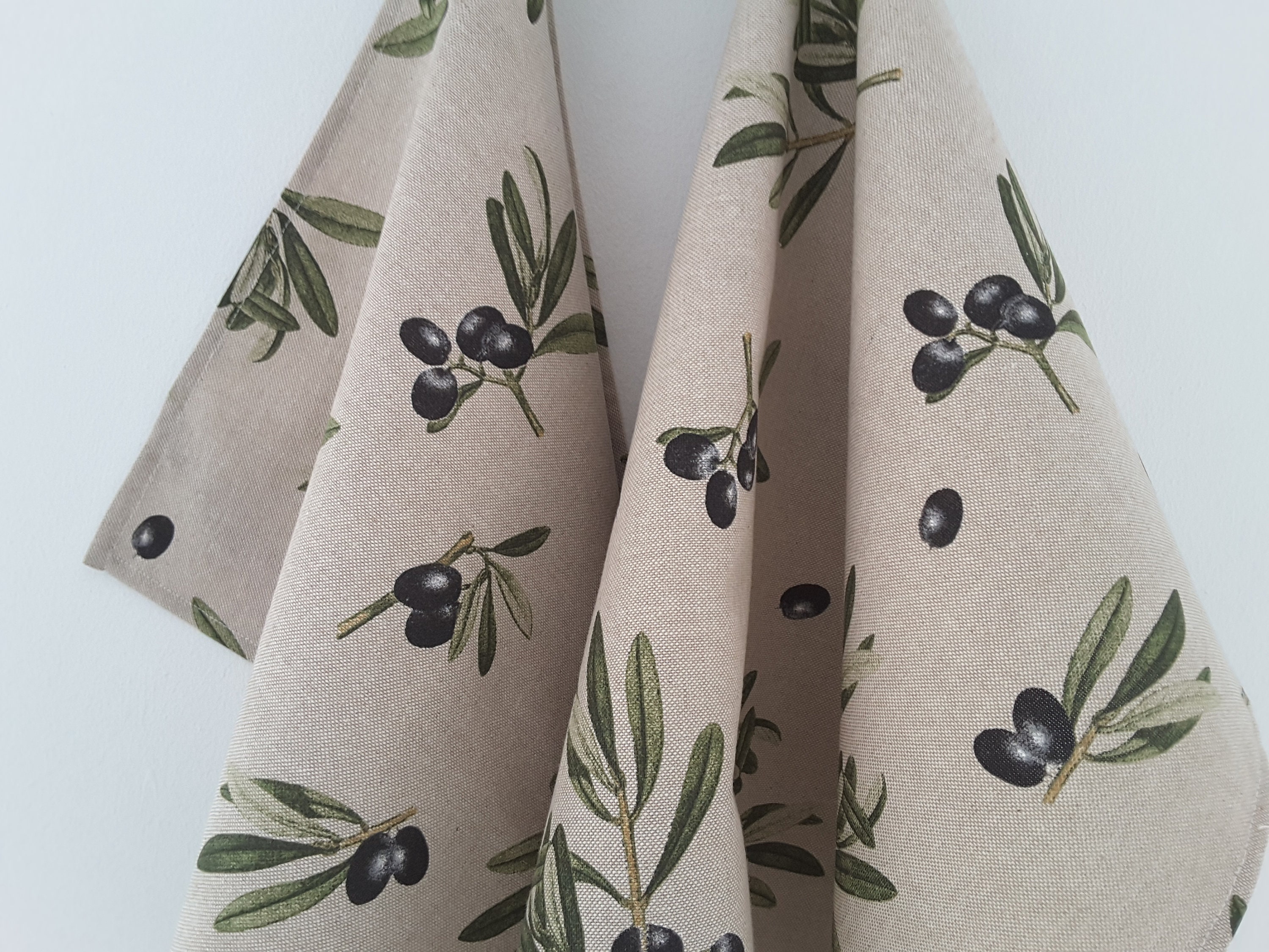 Olives Tea Towel, Olive Branches Tea Towel, Floral Tea Towel, Hygge Tea ...