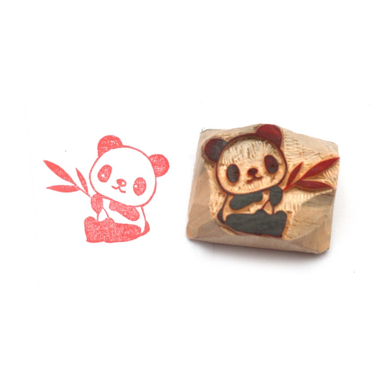 Panda Stamp Bear Stamp Wooden Stamp Hand Carved Wood - Etsy