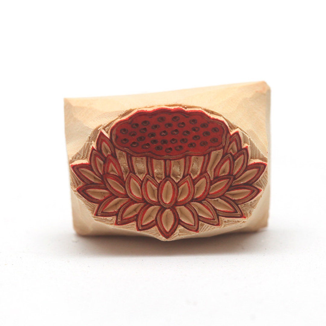 Lotus Stamp, Lotus Flower Stamp, Wooden Stamp, Hand Carved, Printing ...