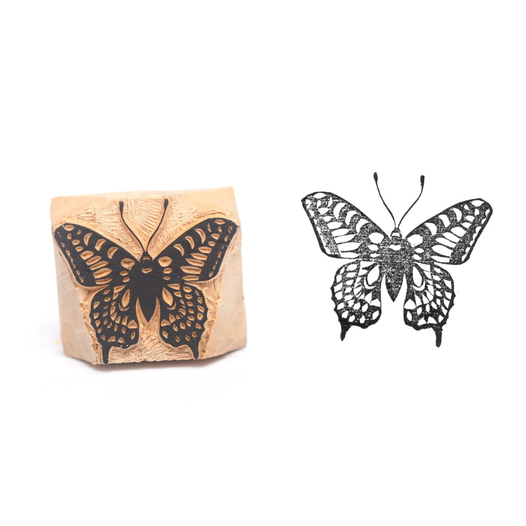 Butterfly Stamp, Swallowtail Stamp, Wooden Stamp, Hand Carved, Pottery ...