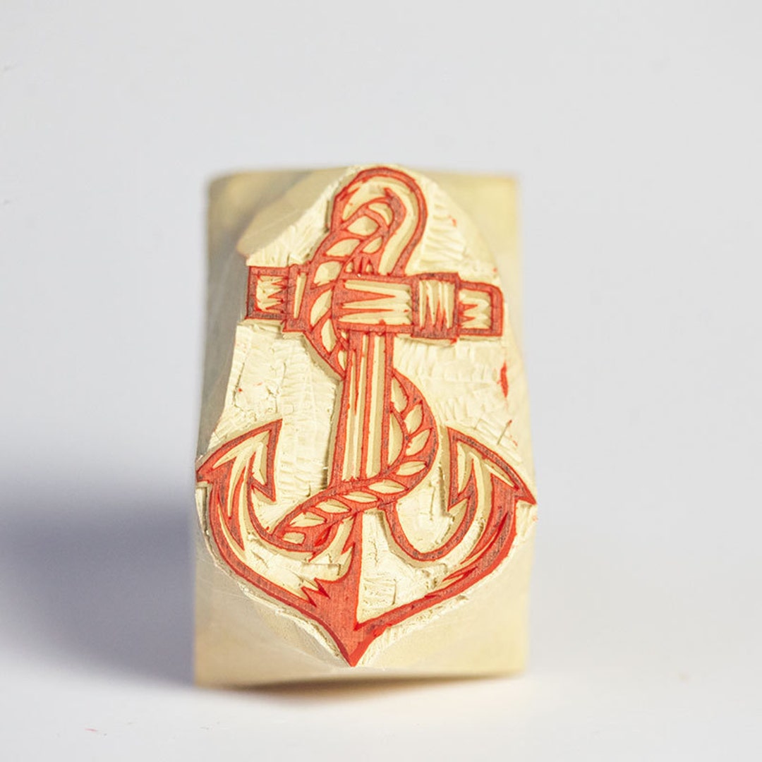 Stamp, Wooden Stamp, Hand Carved , Anchor, Clay Stamp, Pottery Stamp ...