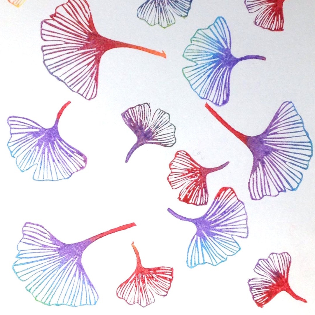 Set of 3, Ginkgo Leaf Stamp, Ginkgo Pattern, Leaf Stamp, Leaf Pattern ...