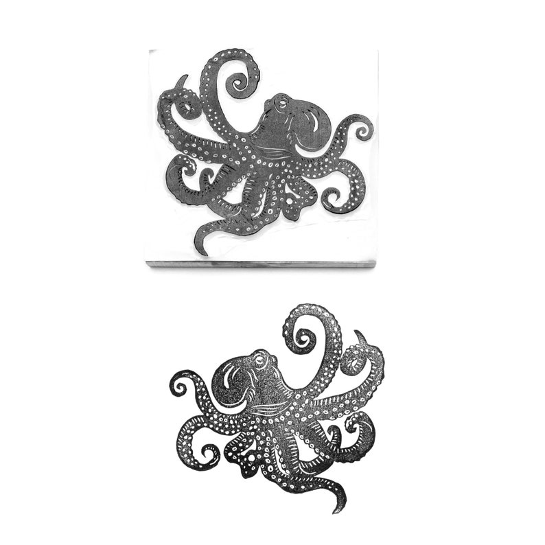 Octopus Stamp Animal Stamp Wooden Stamp Hand Carved Wood - Etsy