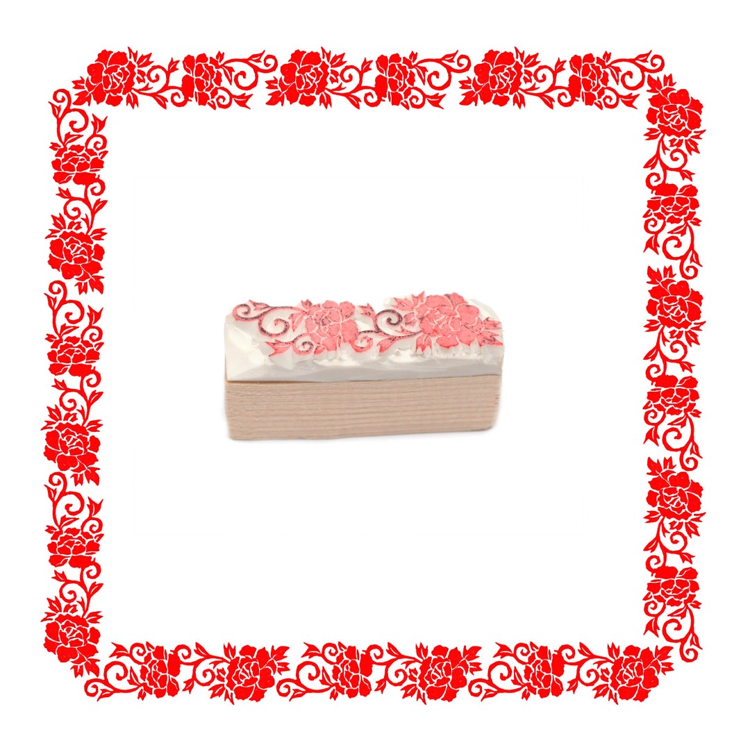 Flower Frame Stamp, Flower Border Stamp, Rubber Stamp, Flower Stamp ...