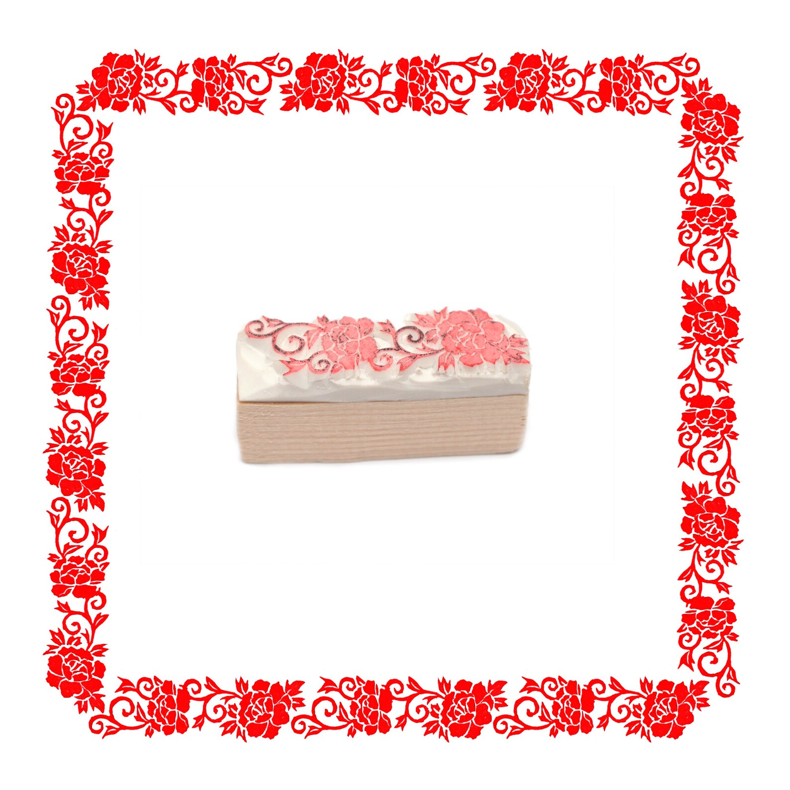 Flower Frame Stamp Flower Border Stamp Rubber Stamp Flower | Etsy