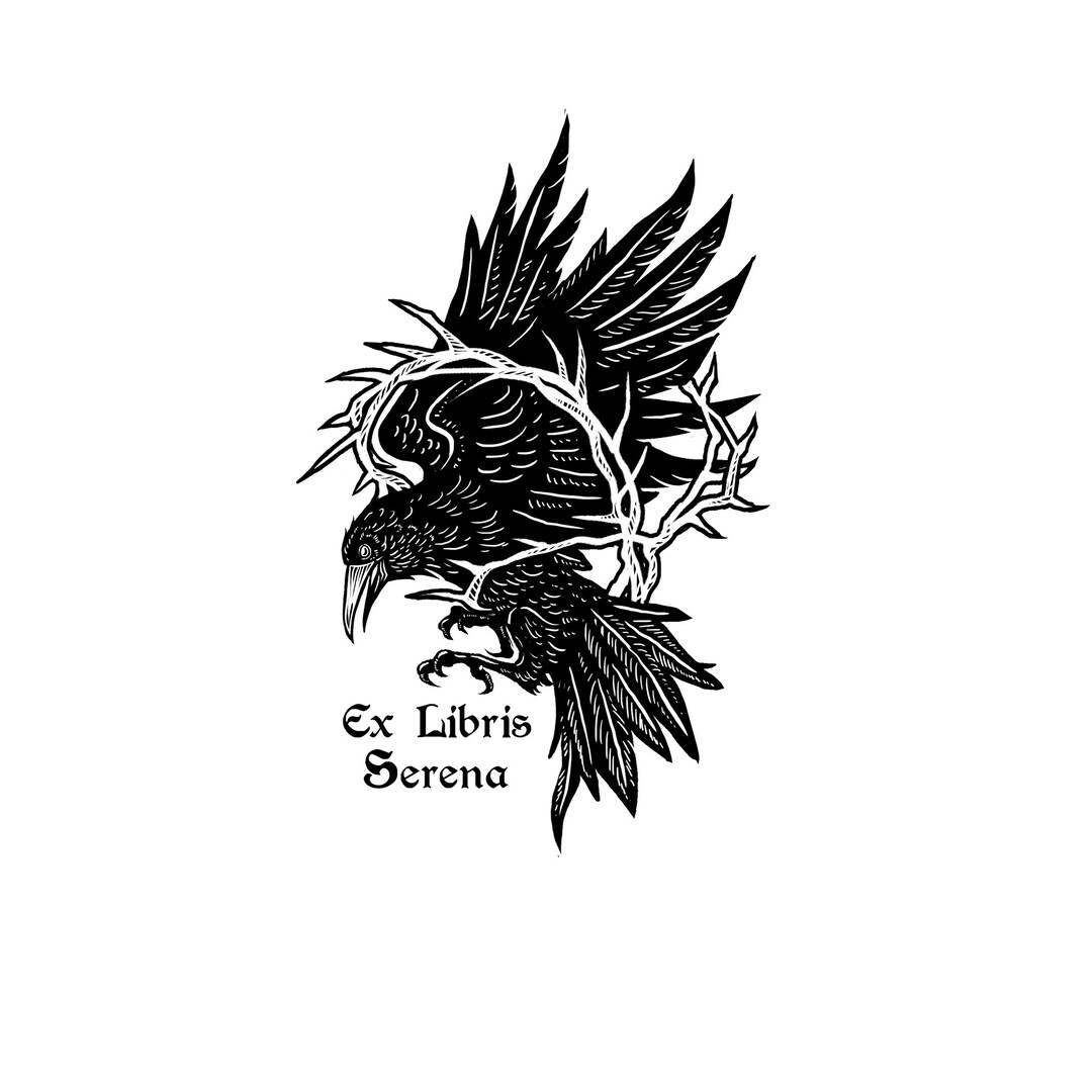 Ex-libris Stamp, Raven Stamp, Library Stamp, Book Stamp, Rubber Stamp ...
