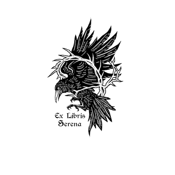 Ex-libris Stamp Raven Stamp Library Stamp Book Stamp | Etsy