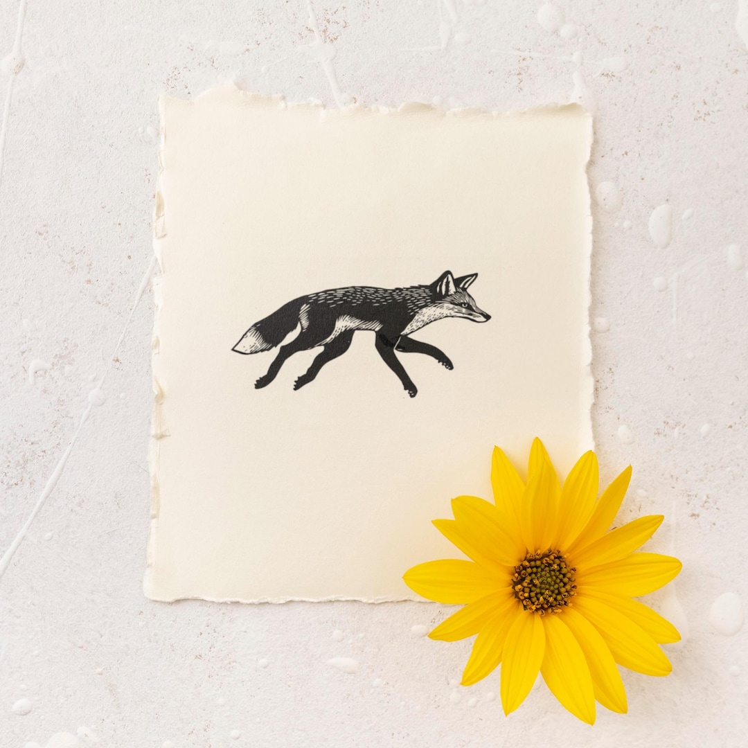 Fox Stamp, Jumping Fox Stamp, Wooden Stamp, Hand Carved, Wood Stamp ...