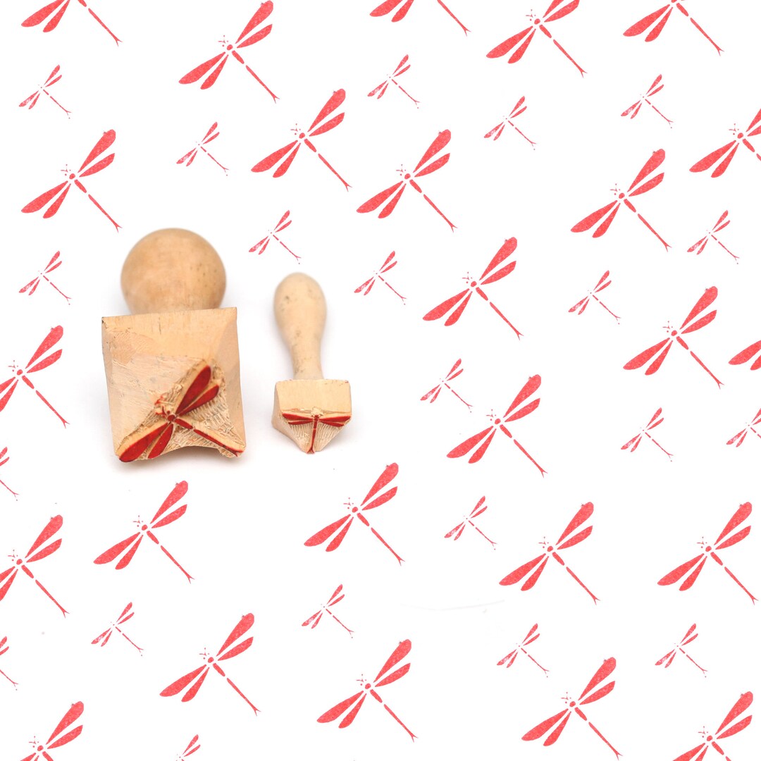 Set of 2 Dragonfly Stamp, Dragonfly Pattern, Pattern Stamp,hand Carved ...