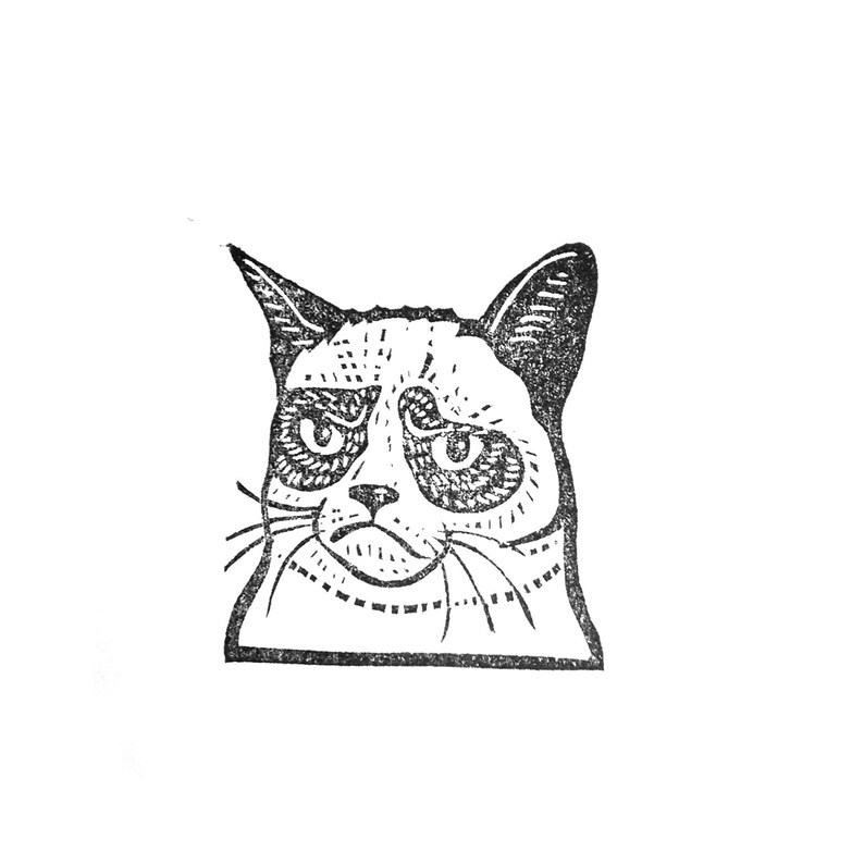 Cat Stamp Grumpy Cat Stamp Meme Stamp Wooden Stamp | Etsy