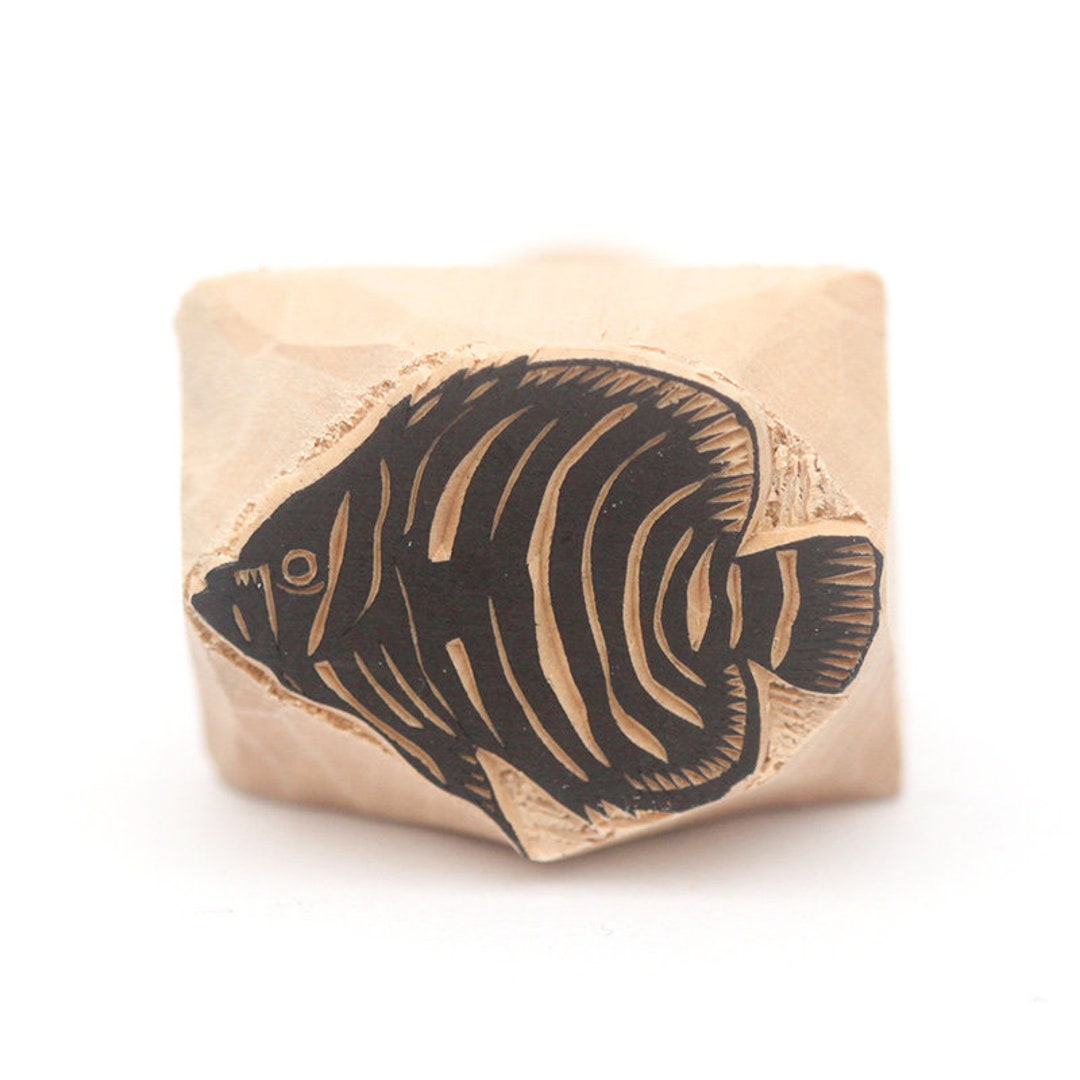 Angelfish Stamp, Fish Stamp, Sea Life Stamp, Wooden Stamp, Printing ...