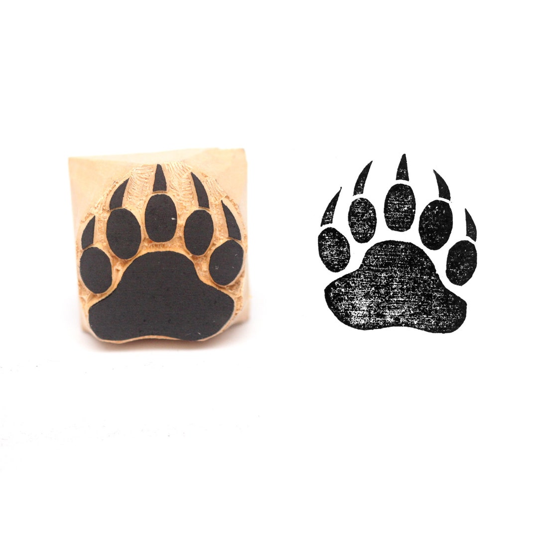 Bear Paw Stamp, Bear Stamp, Wooden Stamp, Hand Carved, Wood Stamp ...