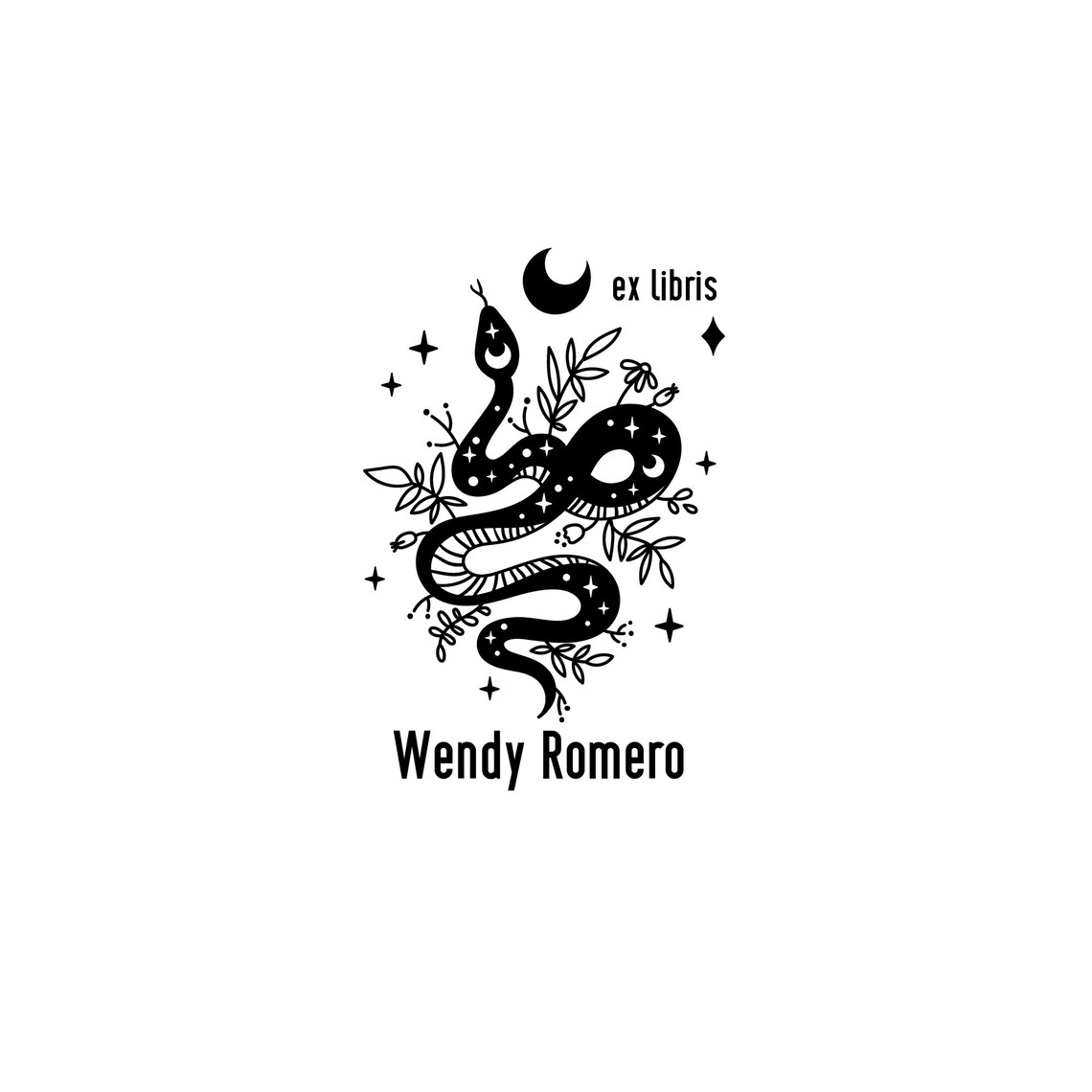 Snake Ex-libris Stamp: Hand Carved Rubber Stamp, Personalized - Etsy