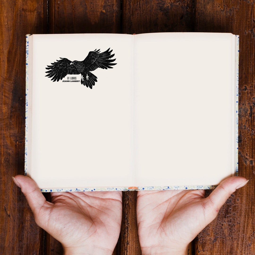 Raven Ex Libris Stamp for Personalized Book Ownership, Raven Stamp ...